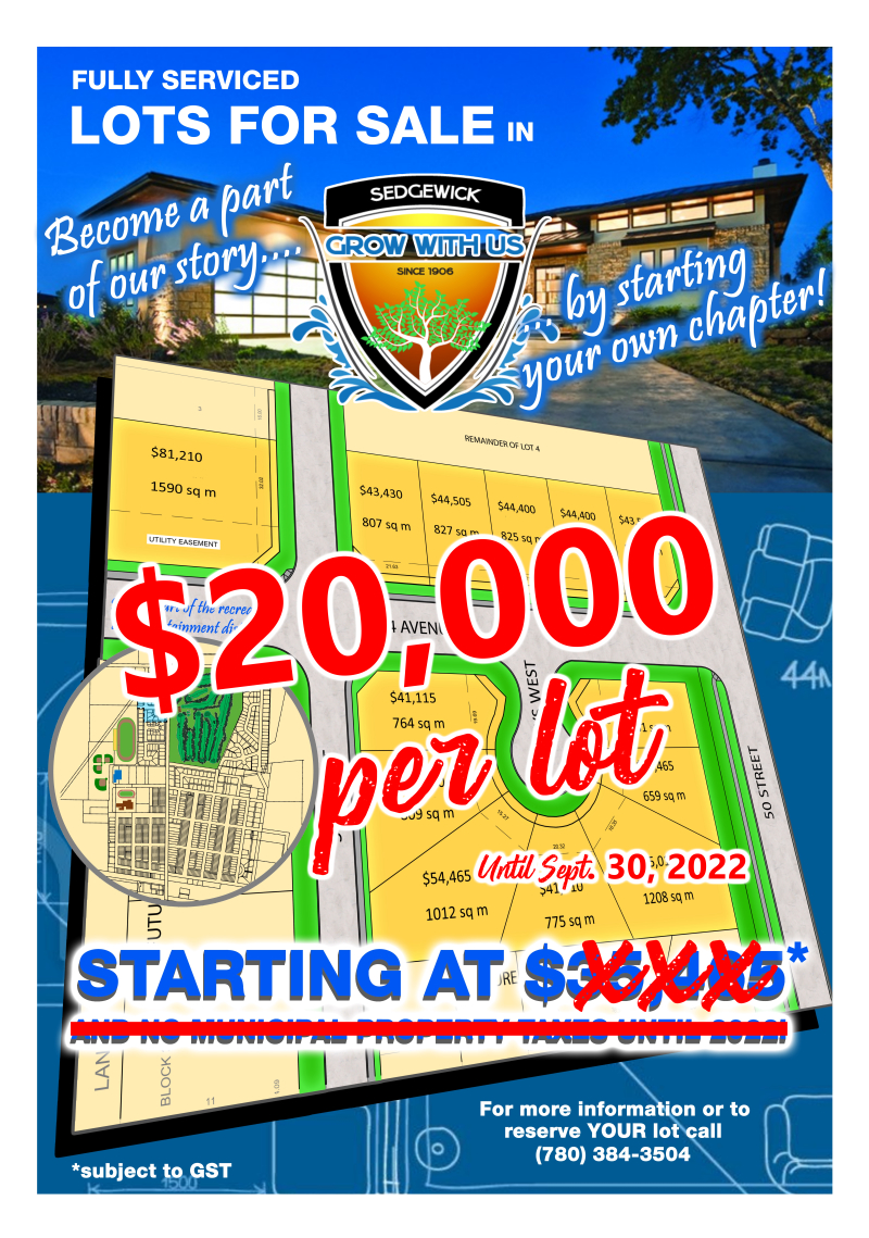 New Residential Lots For Sale - The Town of Sedgewick, Alberta